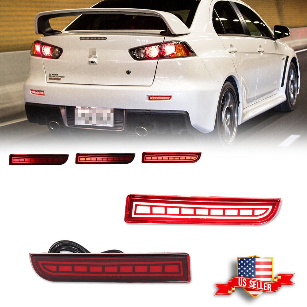 GTINTHEBOX Rear Bumper Reflector LED Tail Brake Signal For Mitsubishi ...