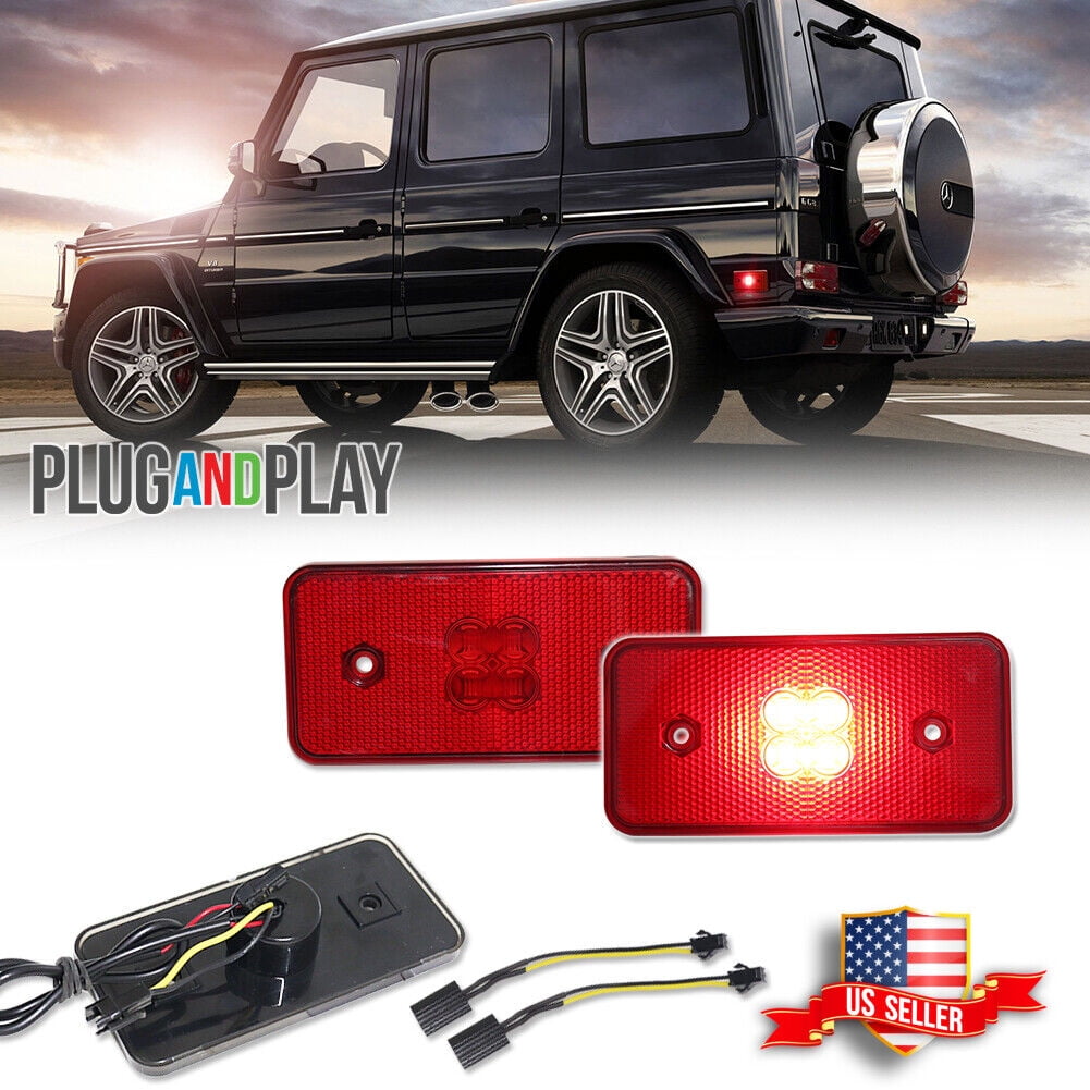 GTINTHEBOX Red Lens Rear LED Side Marker Lights For 2002-2014 Mercedes ...