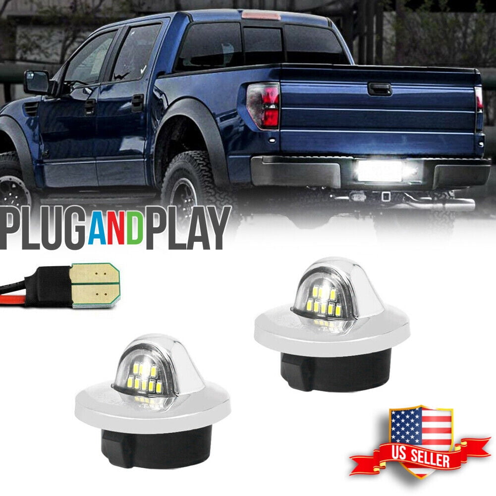 GTINTHEBOX Silver Color Full White LED License Plate Lights For Ford F ...