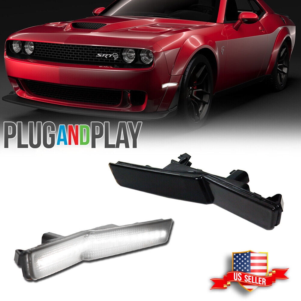 GTINTHEBOX Smoke White LED Front Side Marker Lights For 2018-2022 Dodge ...