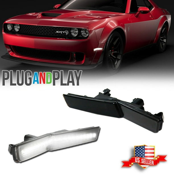 GTINTHEBOX Smoke White LED Front Side Marker Lights For 2018-2022 Dodge ...