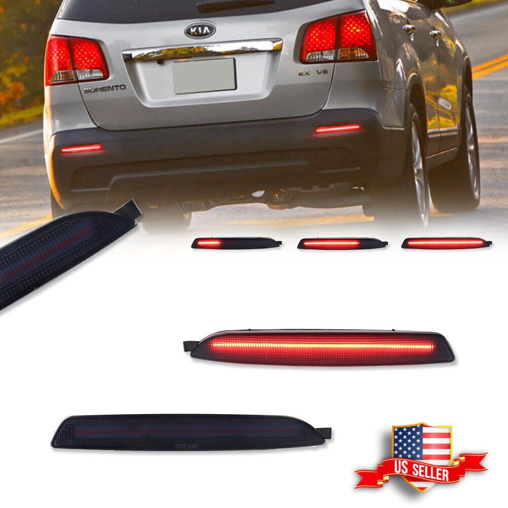 GTINTHEBOX Smoked LED Rear Bumper Reflector Tail Signal Brake Lights ...