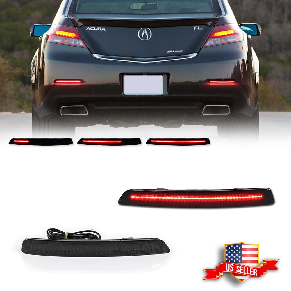 GTINTHEBOX Smoked Red LED Rear Bumper Reflector Tail Brake Signal ...