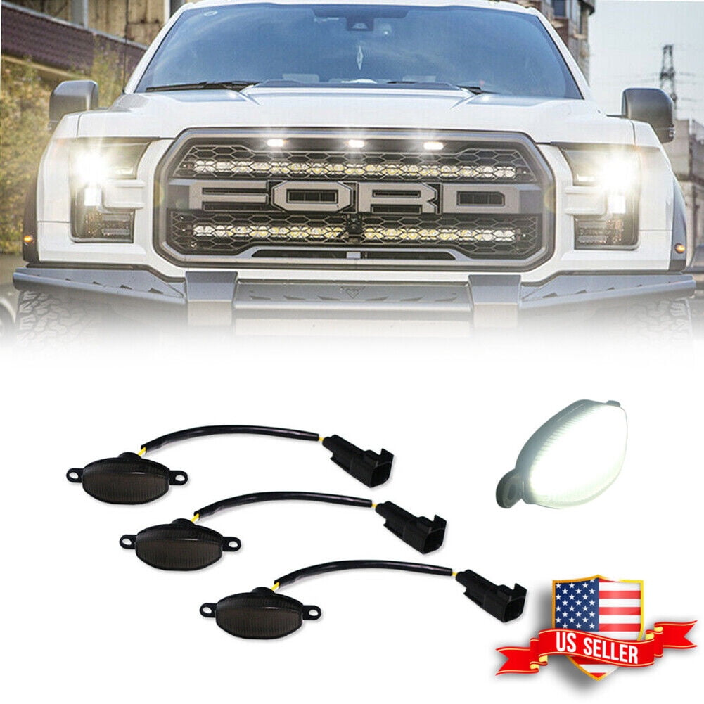GTINTHEBOX White LED Front Grille Running Lights For Ford Raptor 2010 ...