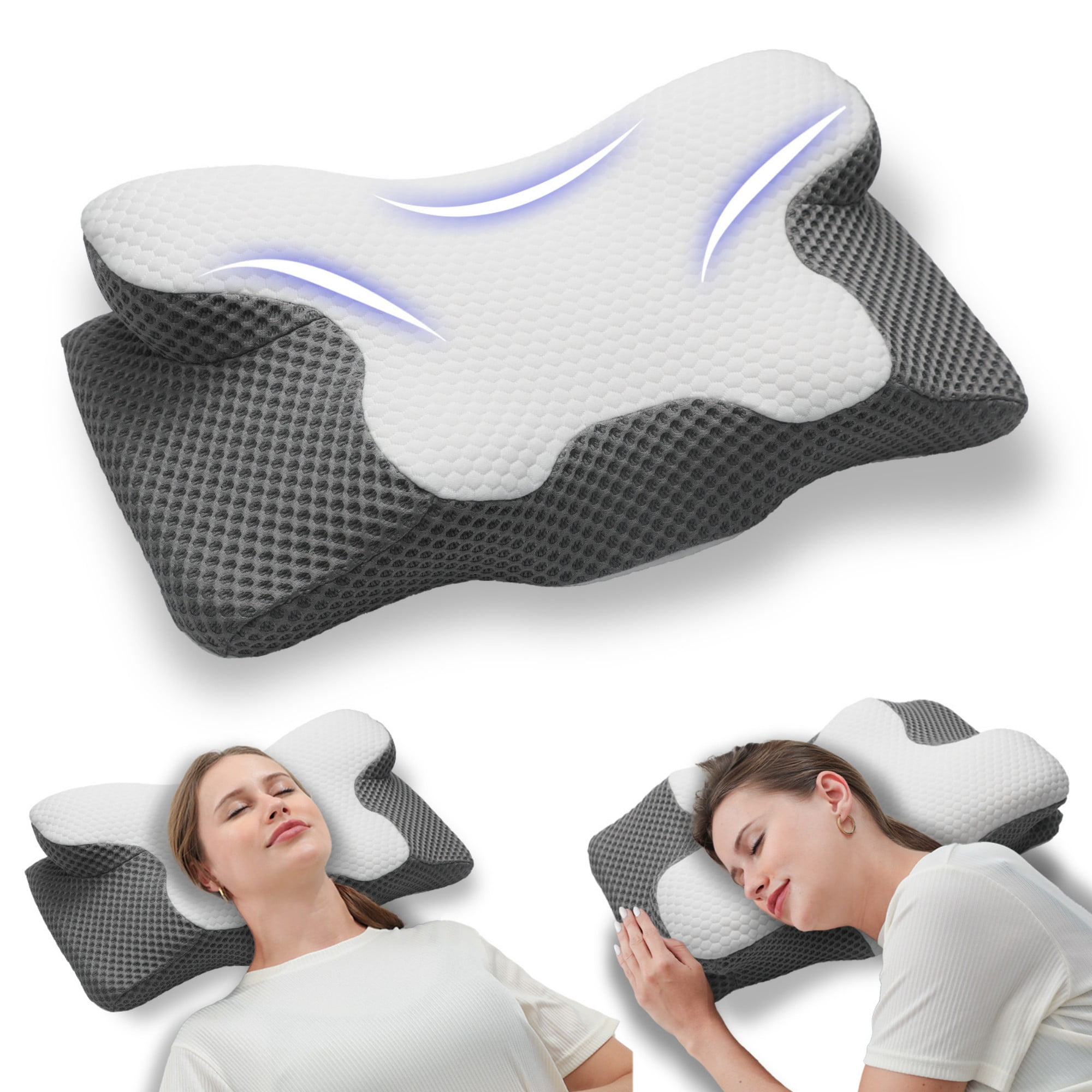 GTNSHUAI Cervical Neck Pillow for Bed Sleeping, Contour Ergonomic ...