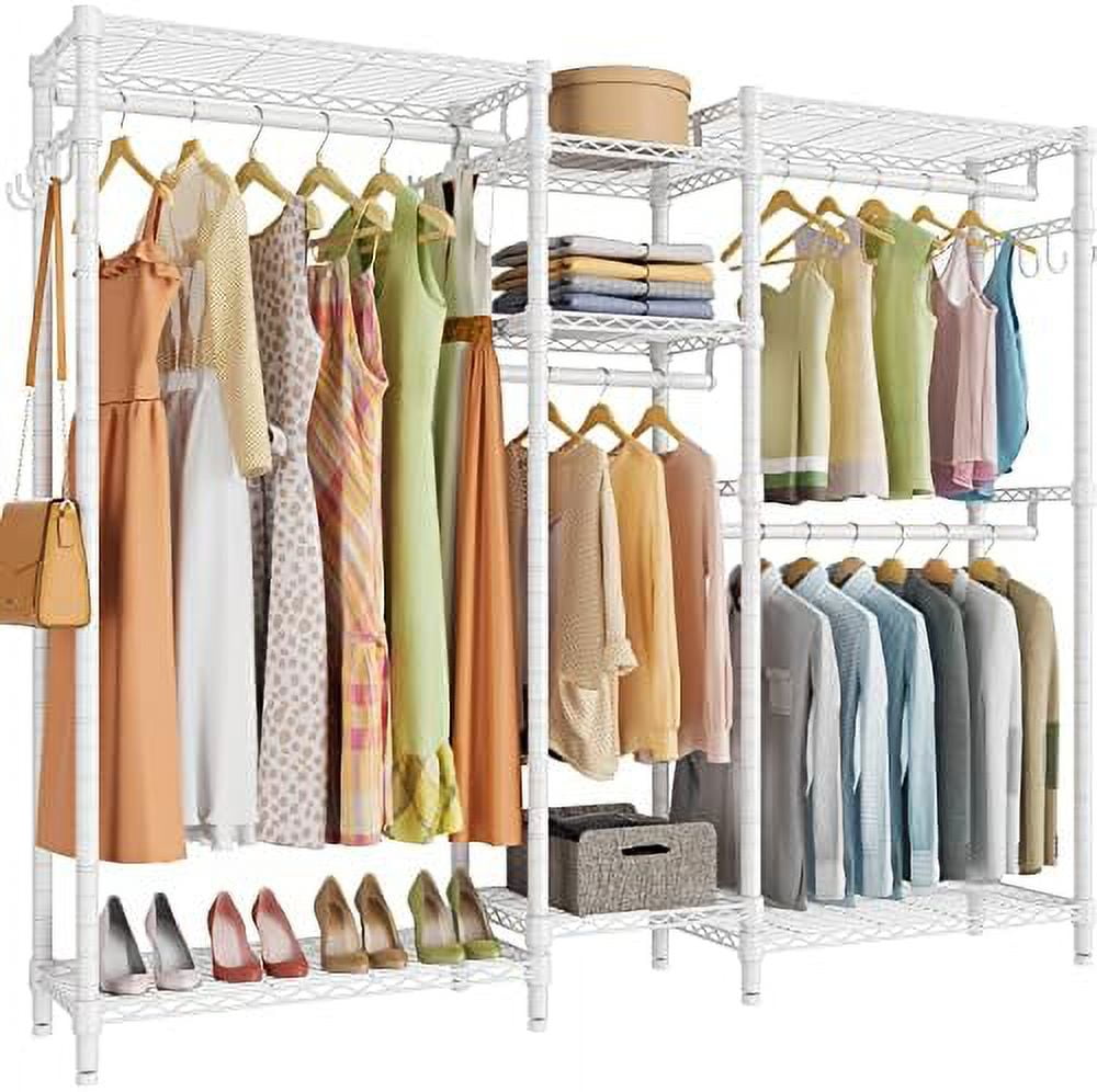 GTOPQCR Heavy Duty for Hanging Clothes Large Garment Rack with Shelves ...