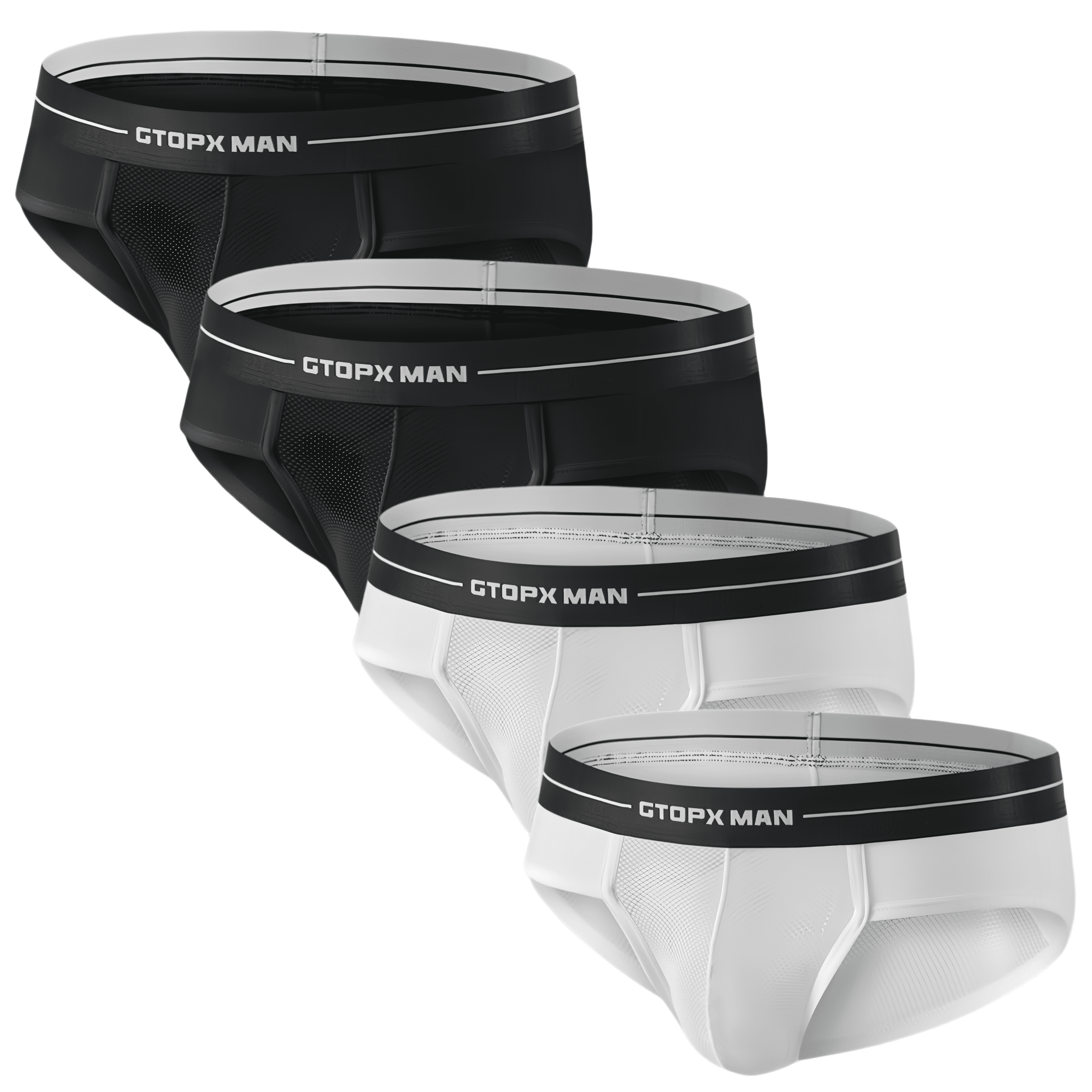 GTOPX MAN Men's Underpants Breathable Mesh Briefs, Black & White, 4 ...