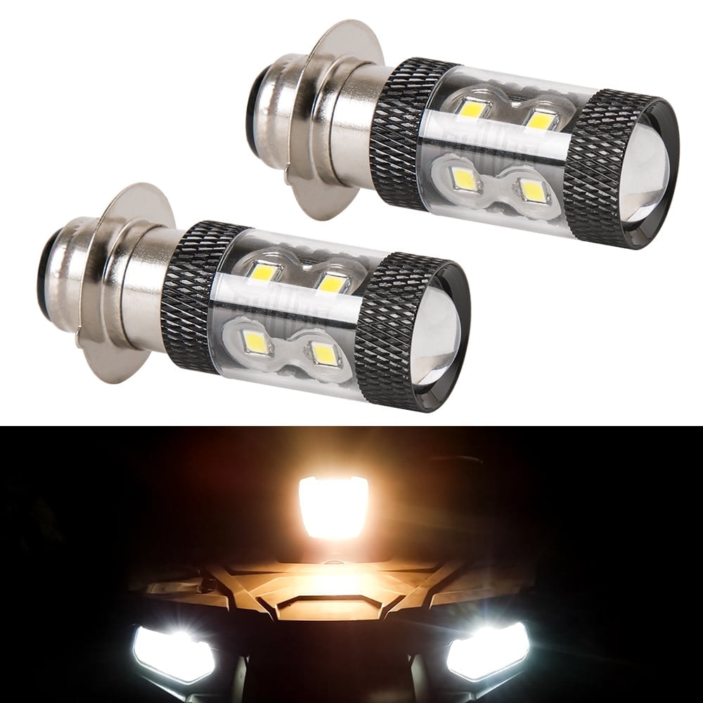 GTP 2X 6000K HID Xenon White LED ATV UTV Headlight Bulbs DRL Driving ...