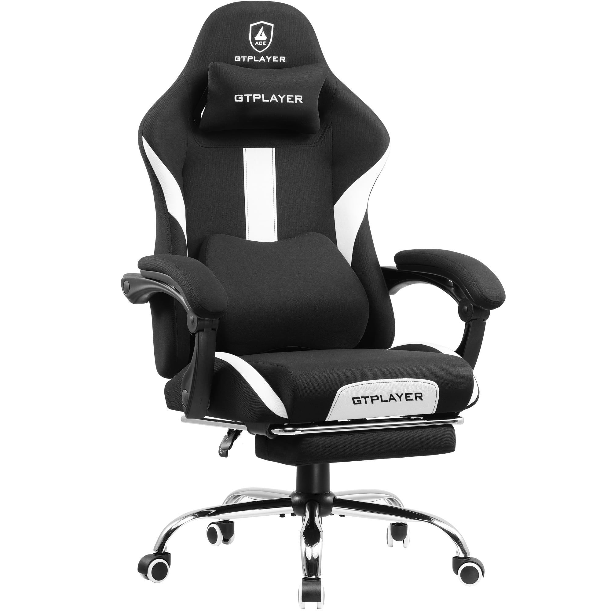 GTPLAYER Ace ProMotion Fabric Gaming Chair with Footrest, Black ...