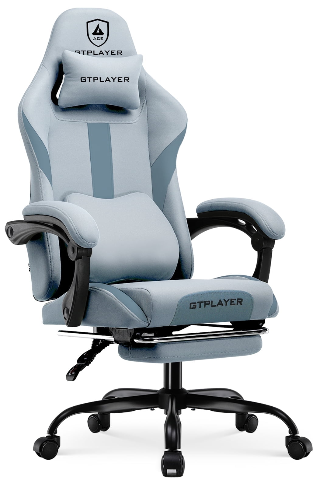 GTPLAYER Ace ProMotion Fabric Gaming Chair with Footrest, Gray ...