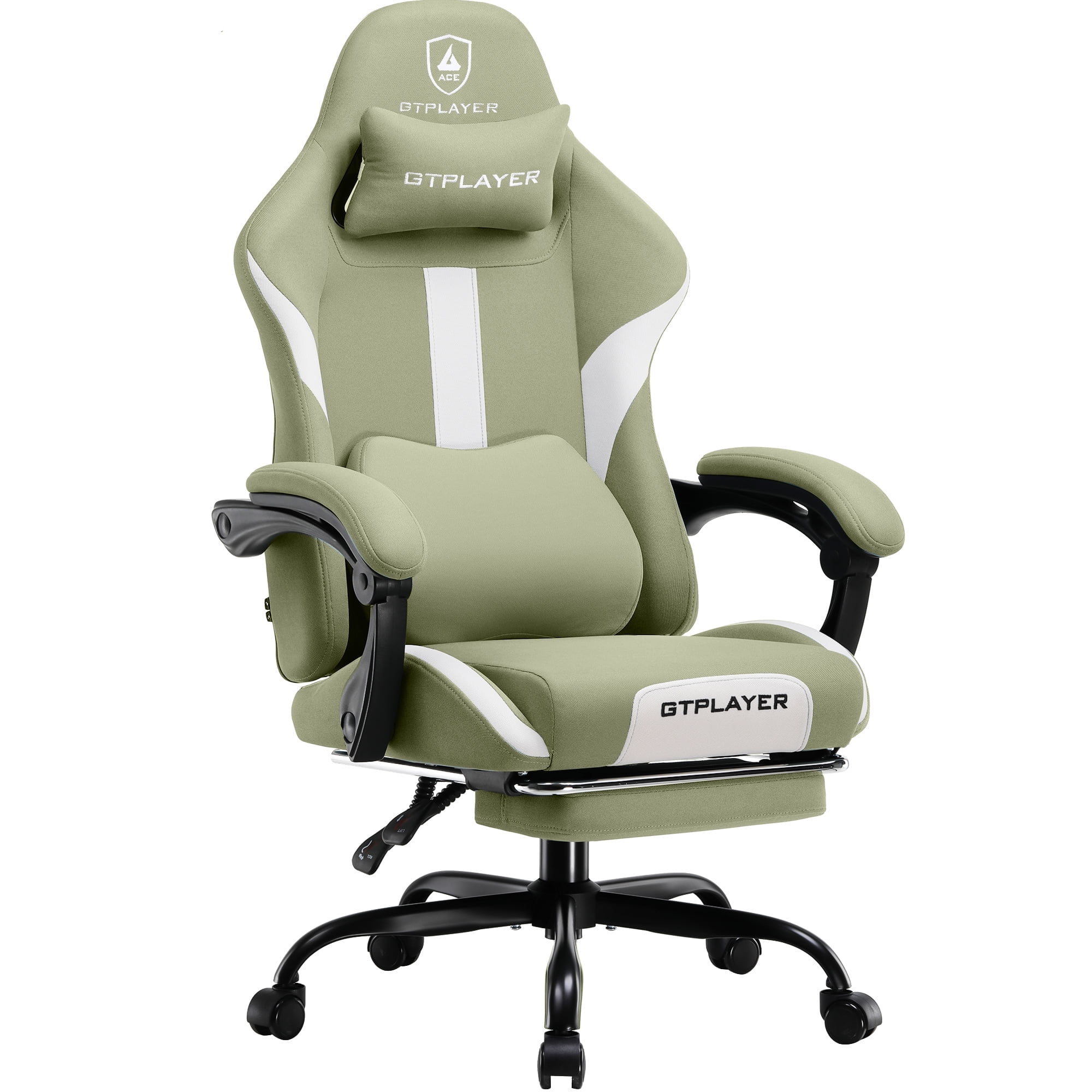 GTPLAYER Ace ProMotion Fabric Gaming Chair with Footrest, Green ...