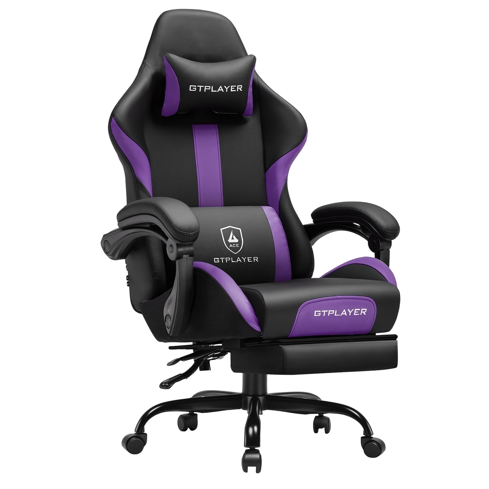 GTPLAYER Ergonomic Gaming Chair with Footrest and Lumber Support for ...
