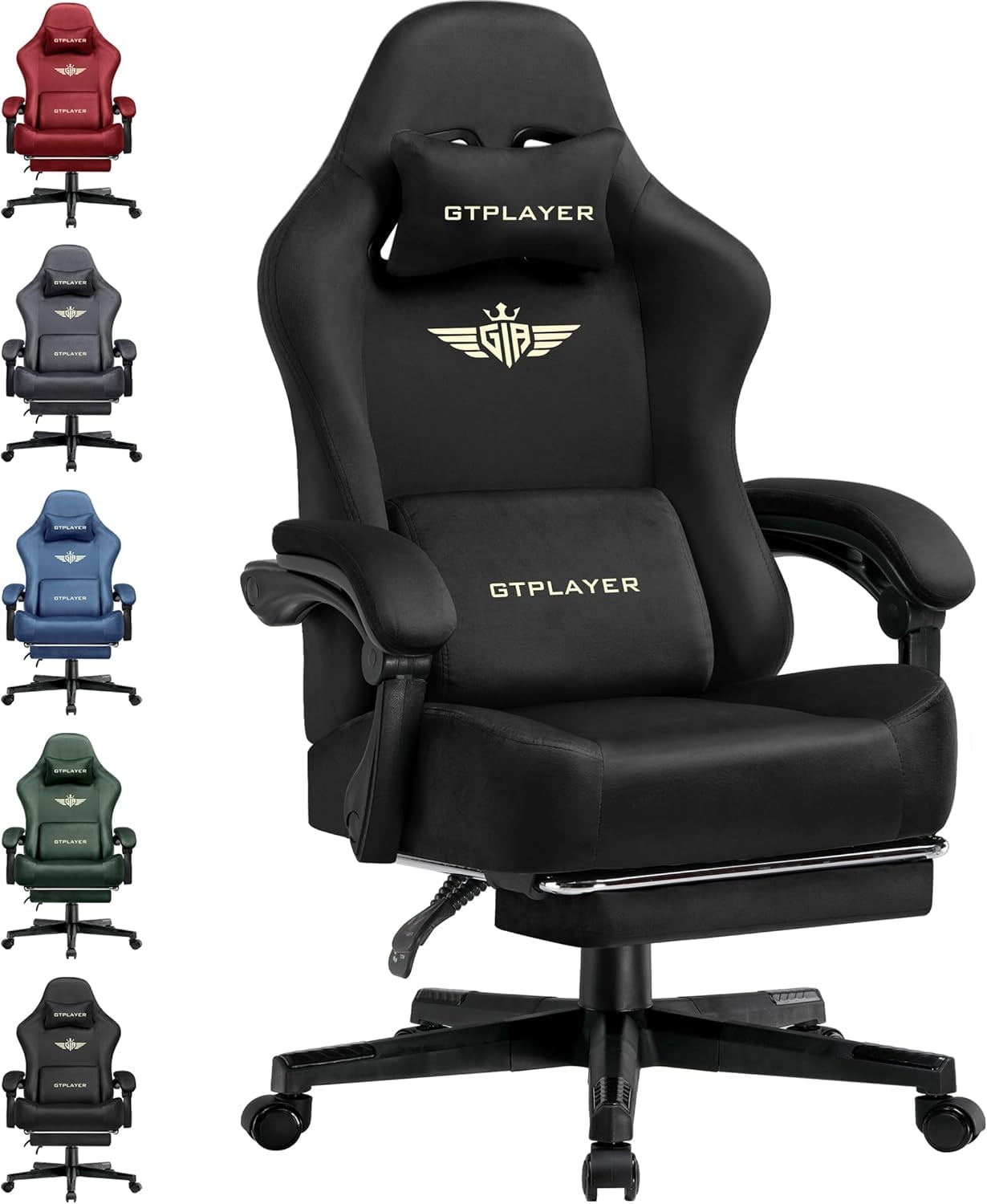 GTPLAYER Big & Tall Fabric Swivel Gaming Office Chair with Pocket ...