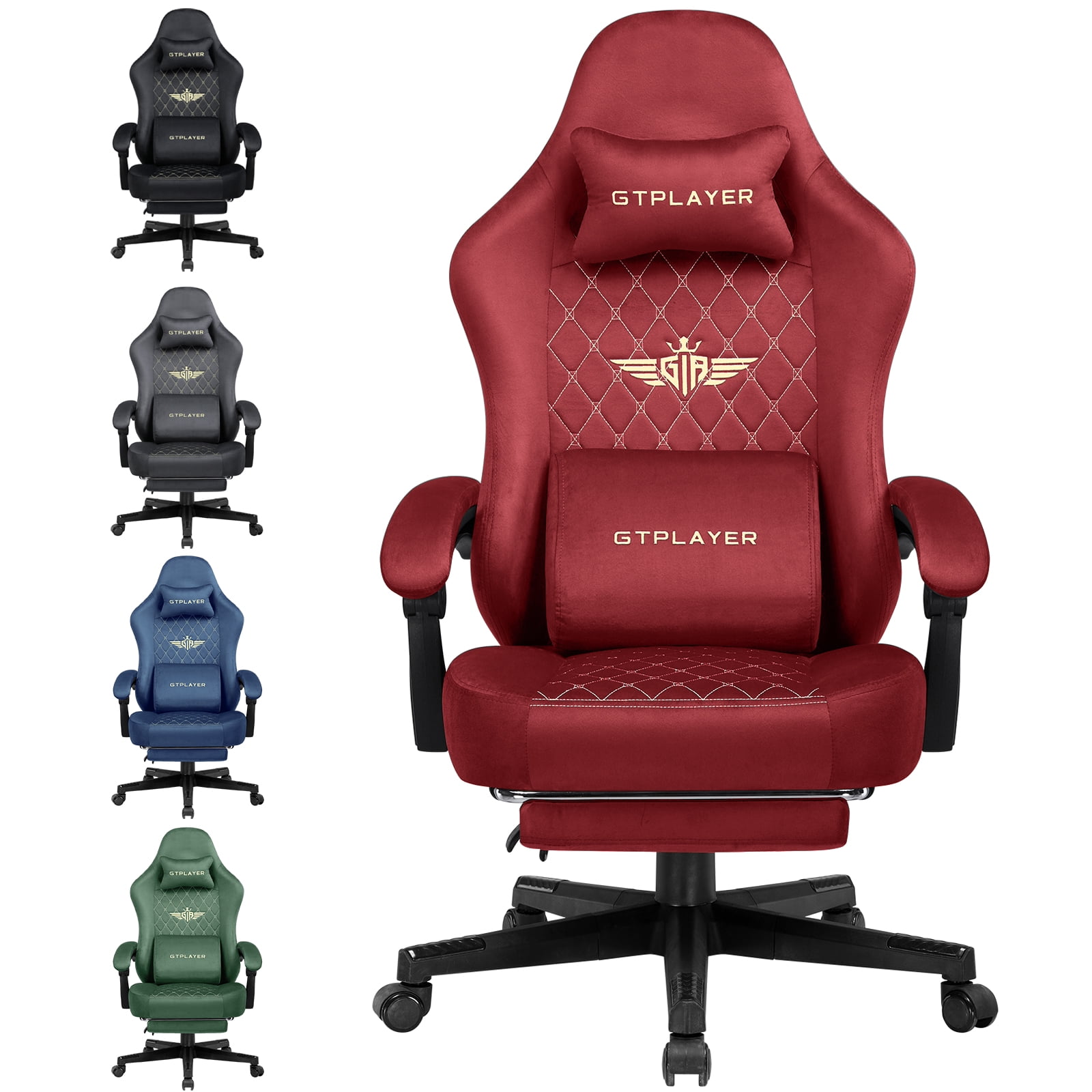 GTPLAYER High Back Swivel Fabric Gaming Chair with Pocket Spring and ...
