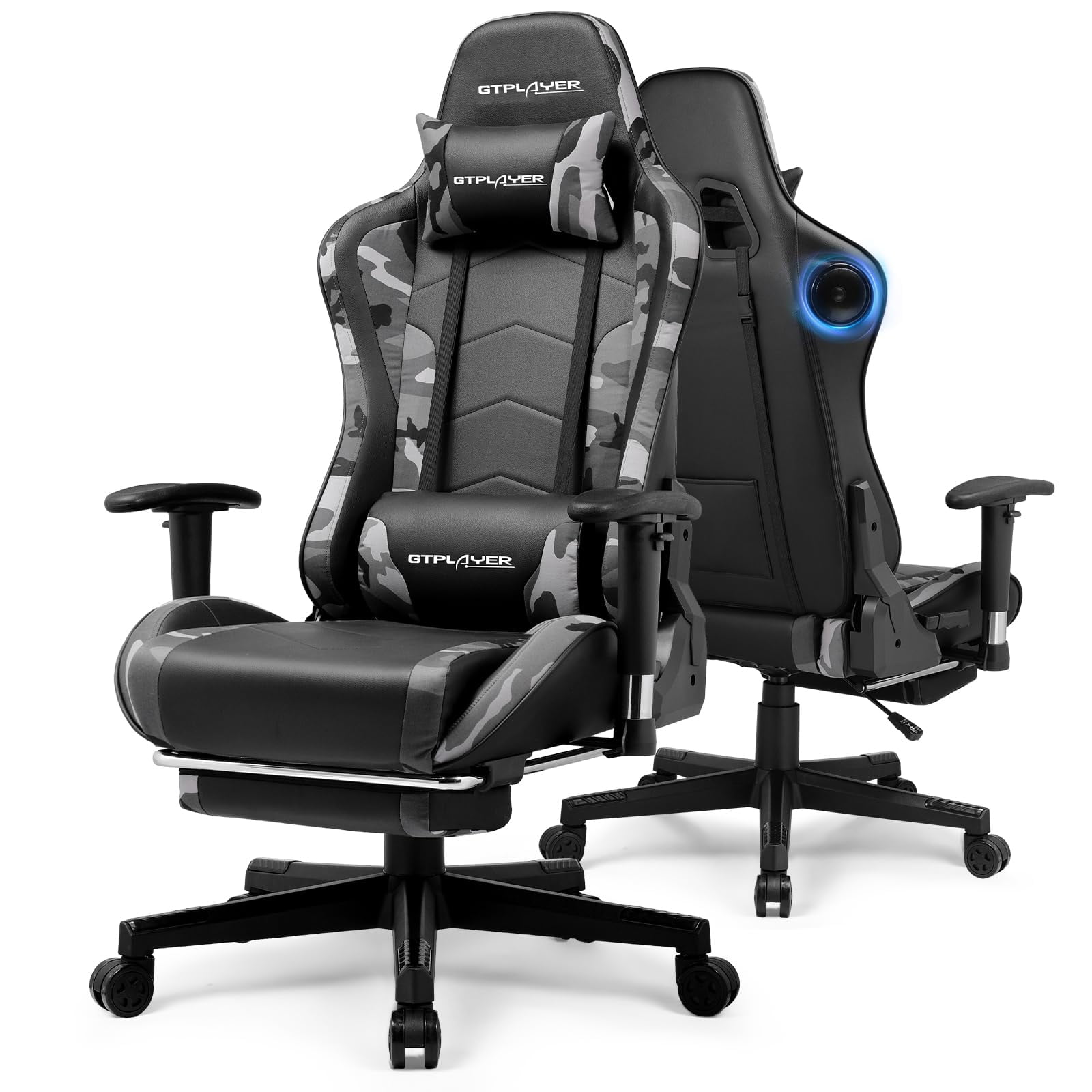 GTPLAYER Gaming Chair,Gamer Chair with Bluetooth and Adjustable Backrest,Seat Height Adjustable ...