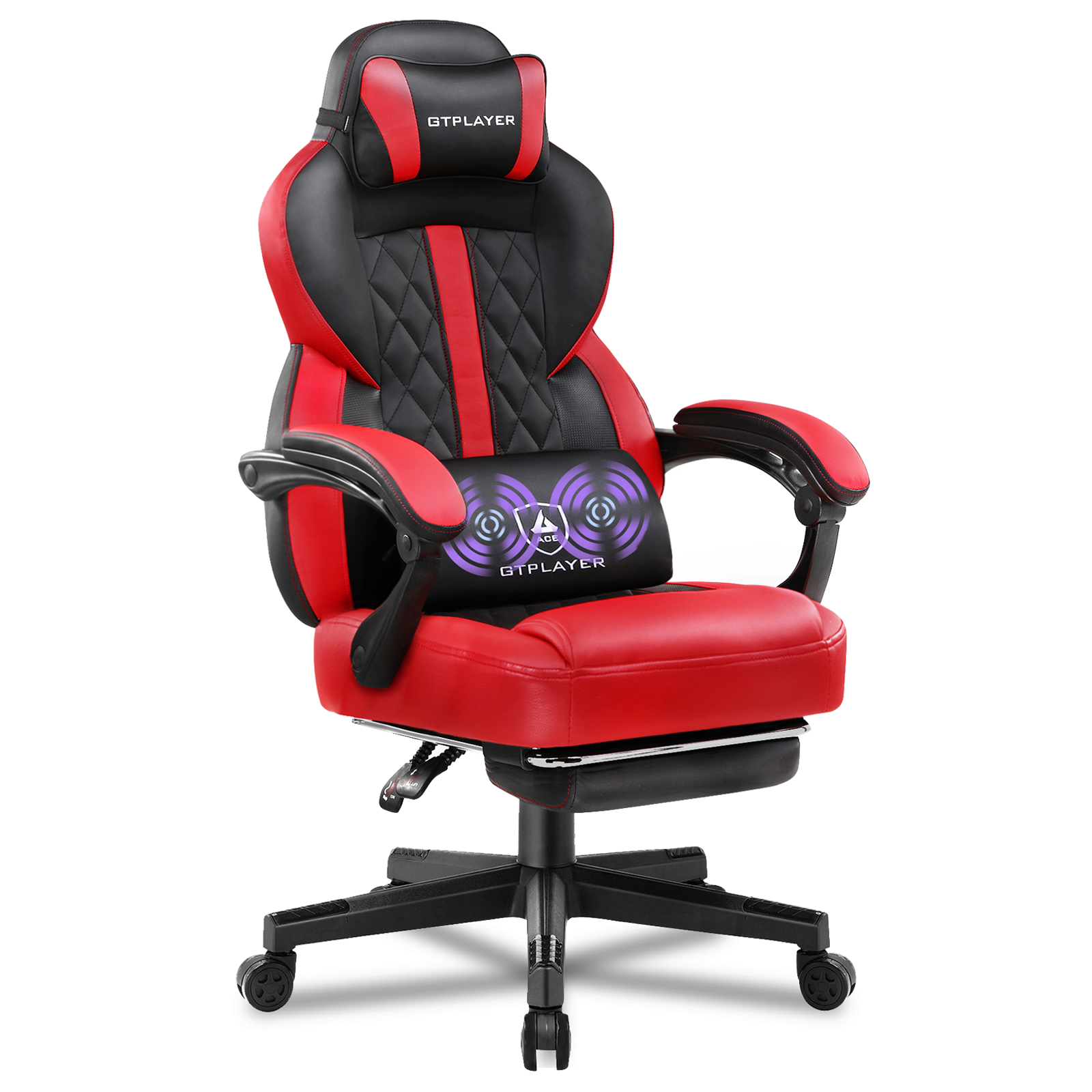 GTPLAYER Gaming Chair with Bluetooth Speakers Footrest PU Leather Music ...