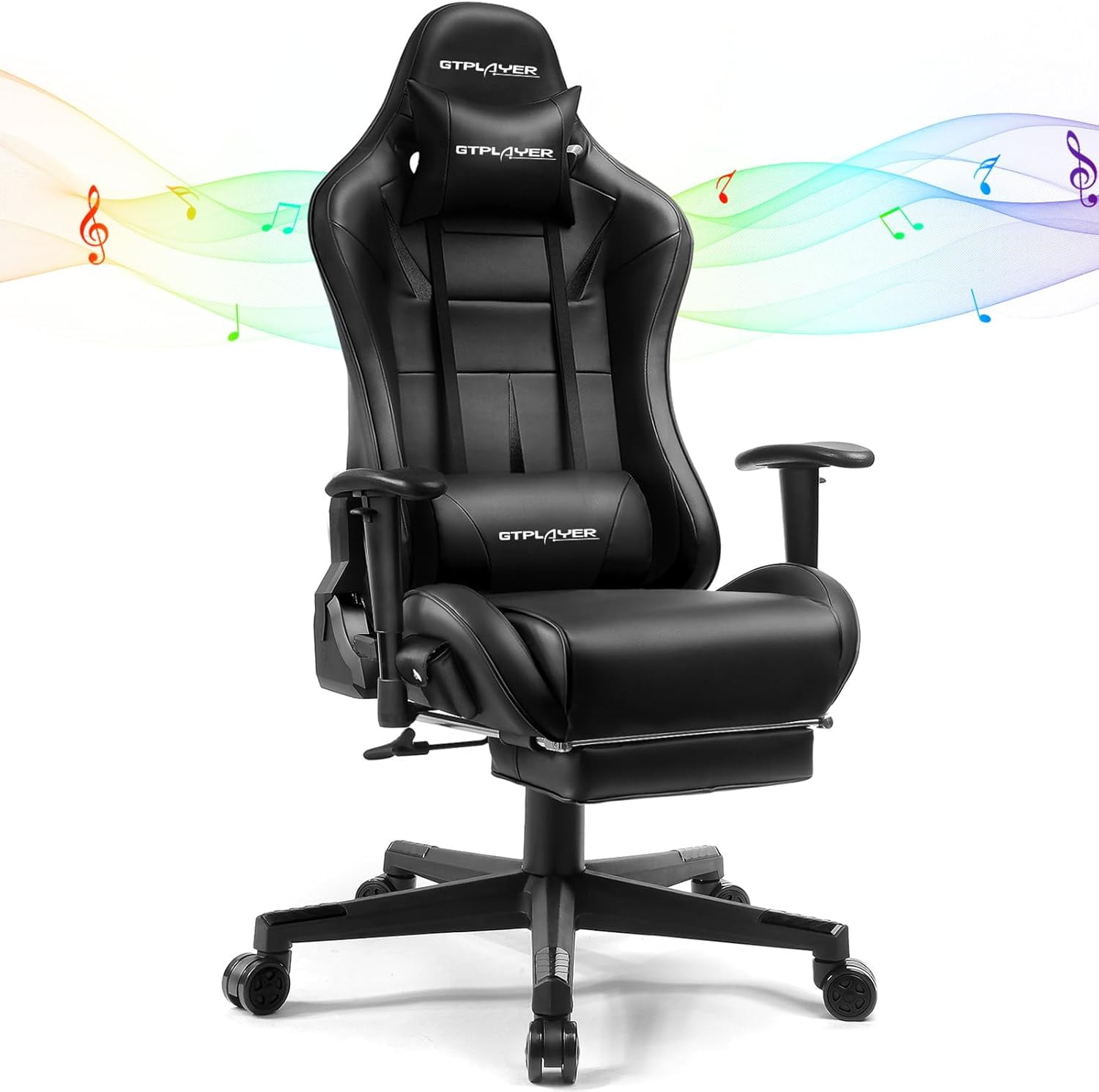 GTPLAYER Gaming Chair with Speakers Bluetooth, Ergonomic Office Desk ...