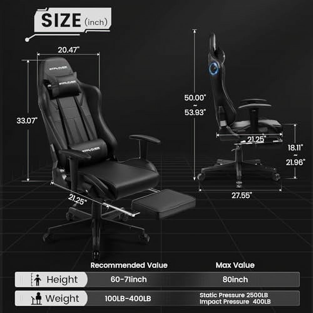 GTPLAYER Gaming Chair with Speakers Bluetooth, Ergonomic Office Desk Chair with Footrest ...