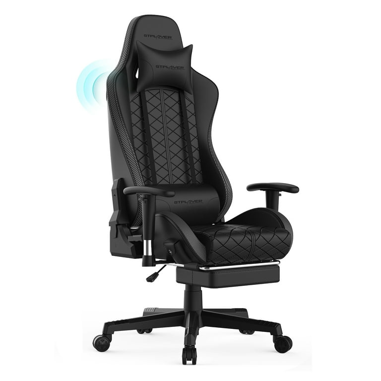 GTPLAYER Gaming Chair with Bluetooth Speakers and Footrest High Back Office Chair Black