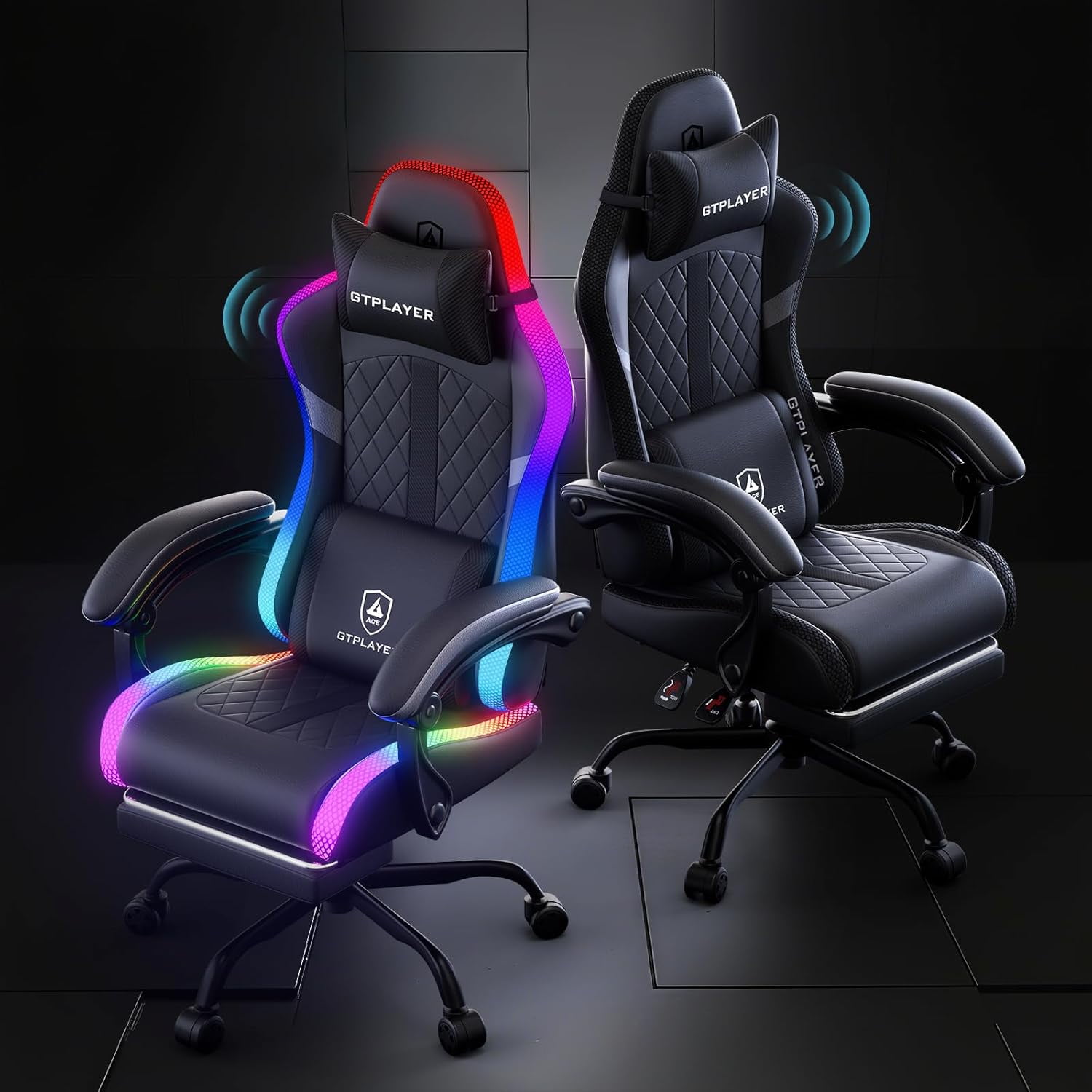 GTPLAYER RGB Gaming Chair with Speakers, Computer Gamer Chair with ...