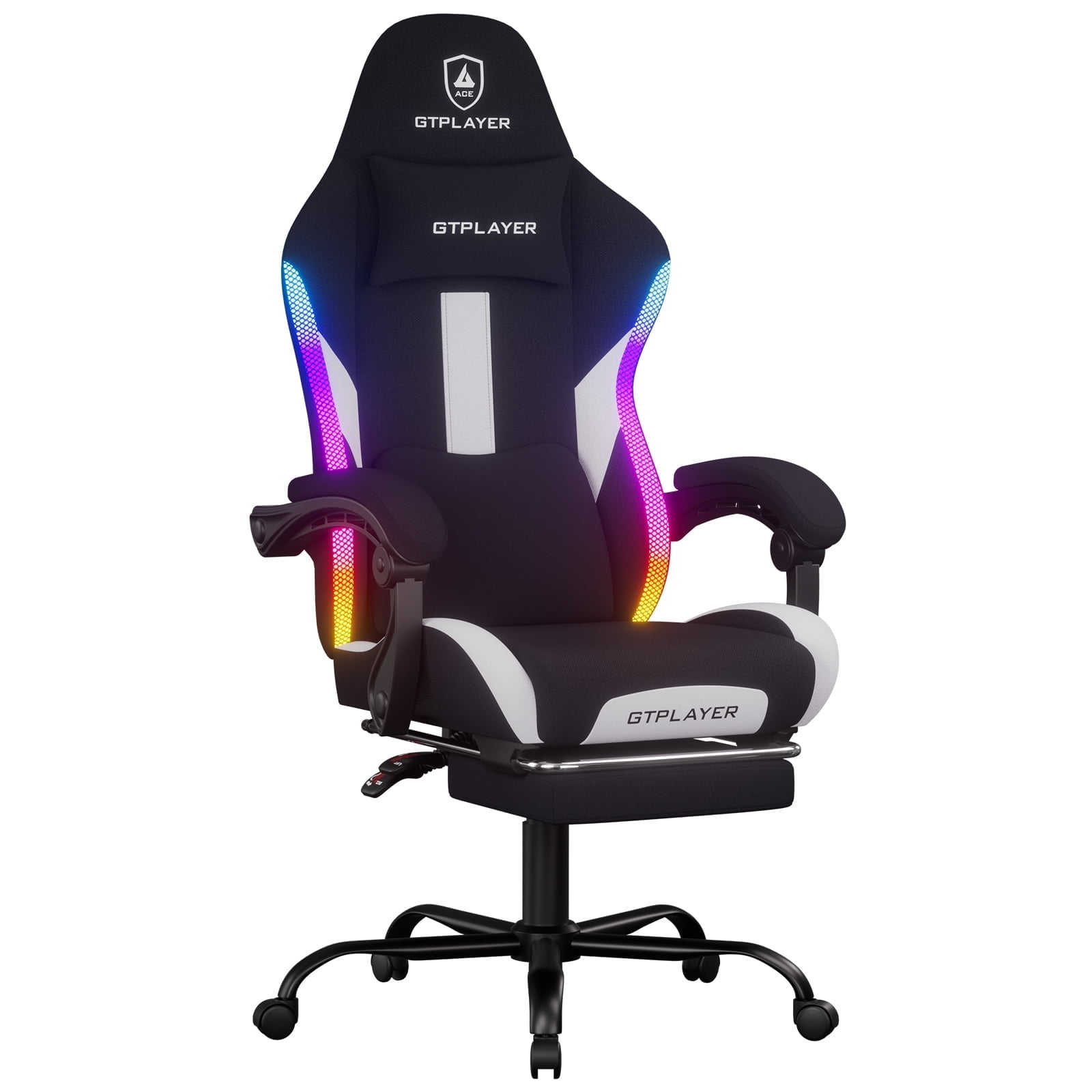 GTPLAYER gaming chair with LED Light, Ergonomic Chair with footrest and ...