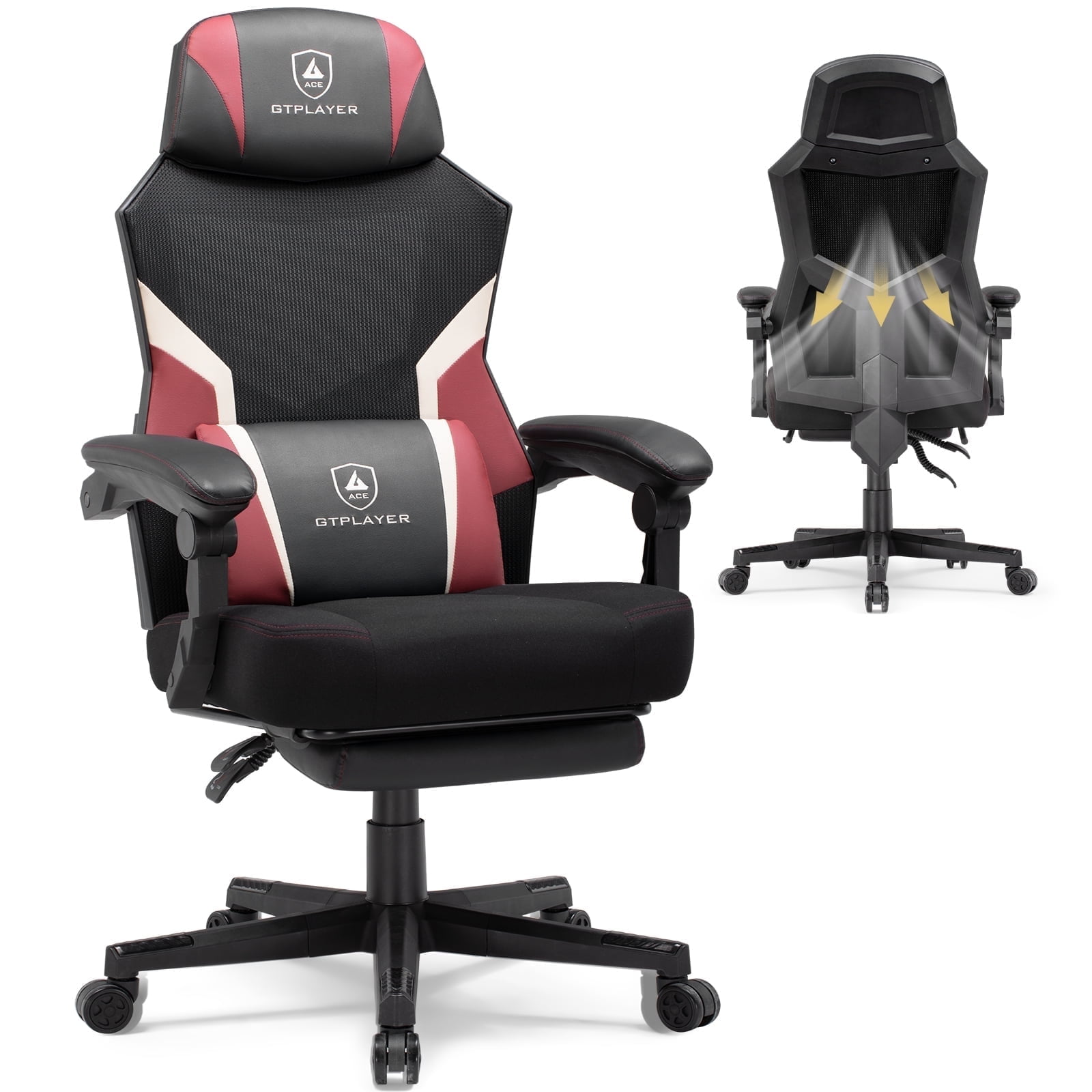GTPLAYER Ergonomic Mesh Back Reclining Gaming Office Chair with ...