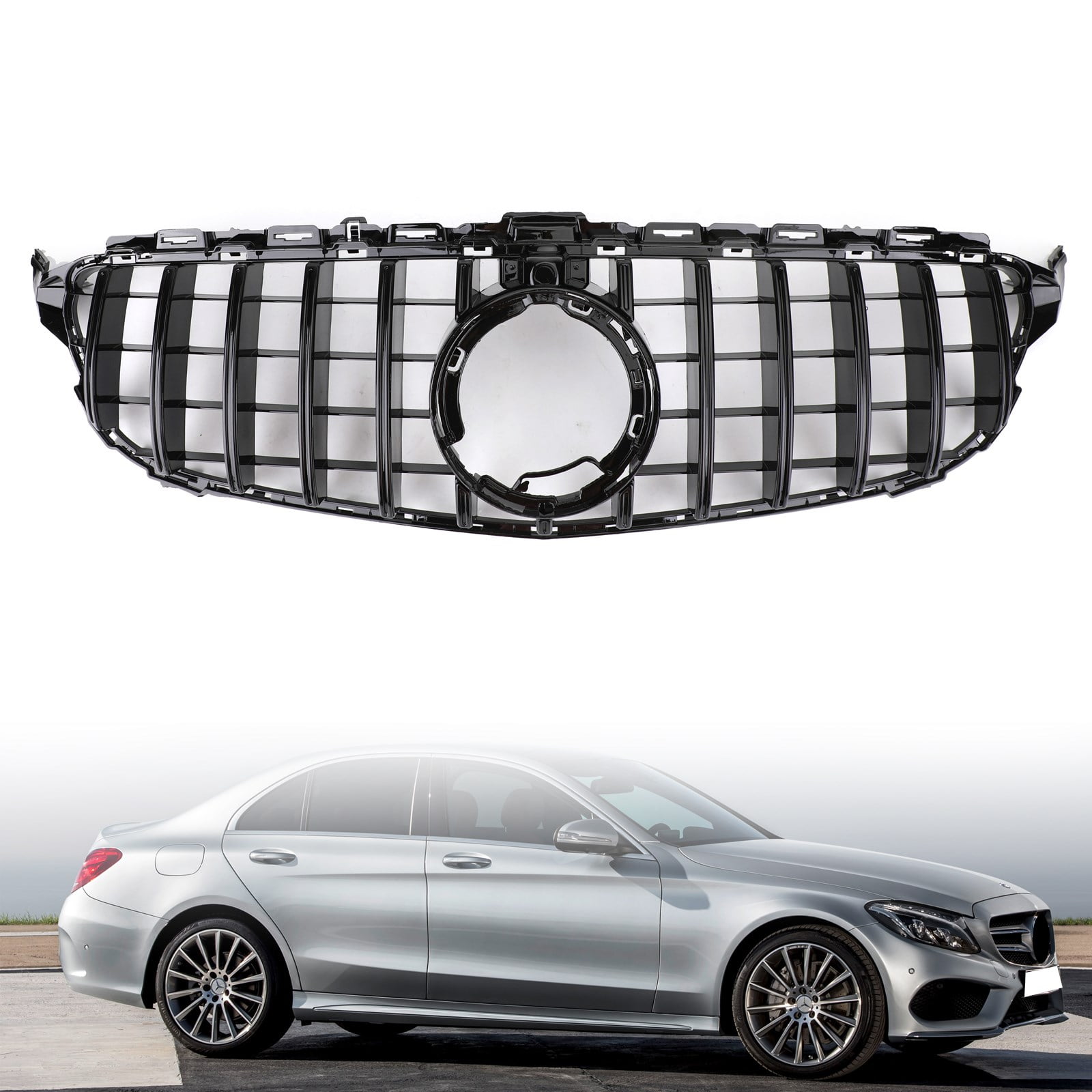 GTR Style Grill Grille W/Camera Fit For Mercedes-Benz W205 C205 A205 ...