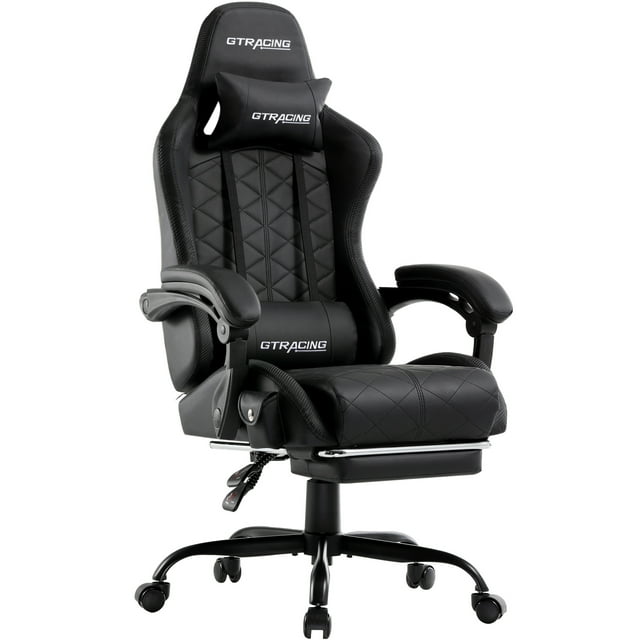 GTRACING GTW-100 Black Gaming Chair with Bluetooth Speakers, Reclining ...
