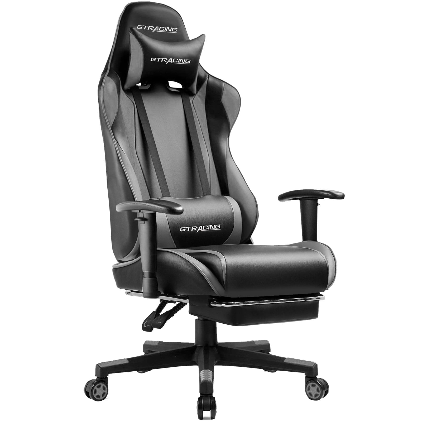 GTRACING Gaming Chair with Footrest Reclining Office Chair, Gray ...