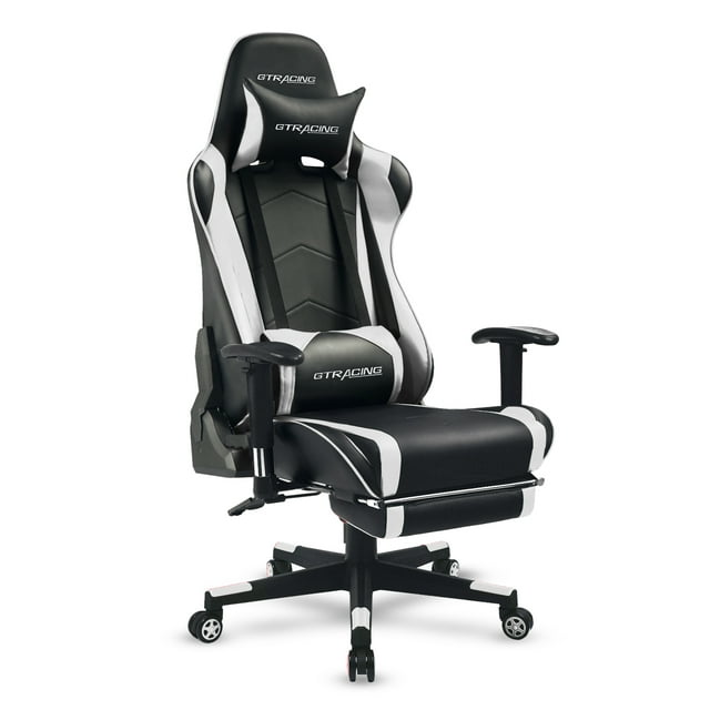 GTRACING Gaming Chair with Footrest PU Leather Office Chair with ...