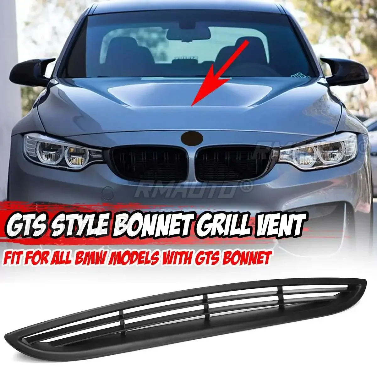 GTS Style 2x Car Front Bonnet Grill Hood Air Outlet For BMW E90 E91 E92 ...