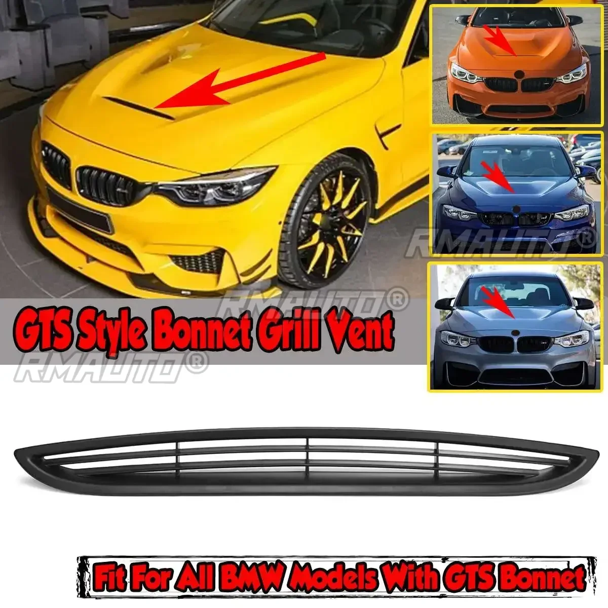 GTS Style Car Front Bonnet Grill Hood Cover Air Outlet For BMW E90 E91 ...