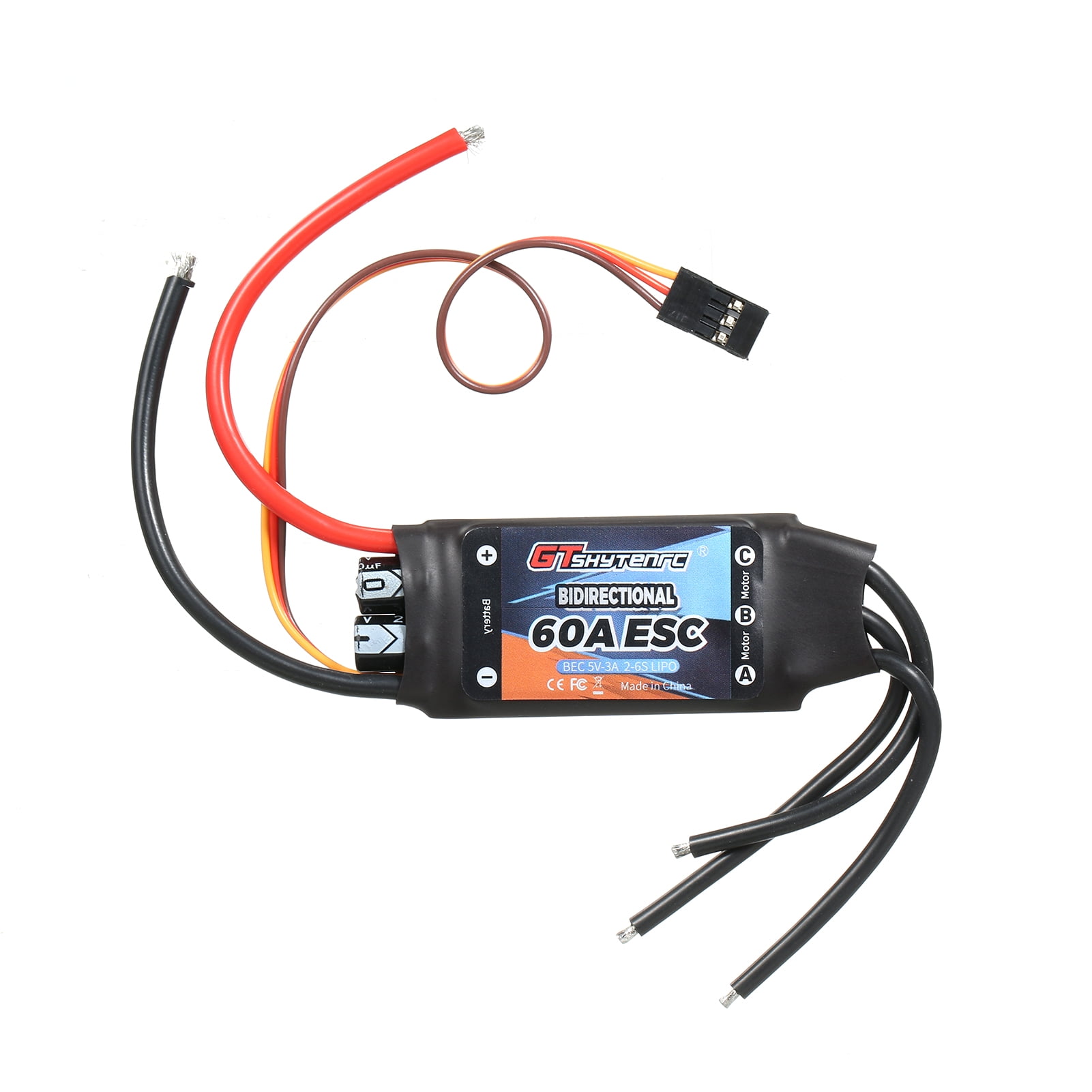 GTSKYTENRC Bidirectional 60A Brushless ESC for Remote Control Car/Boat ...