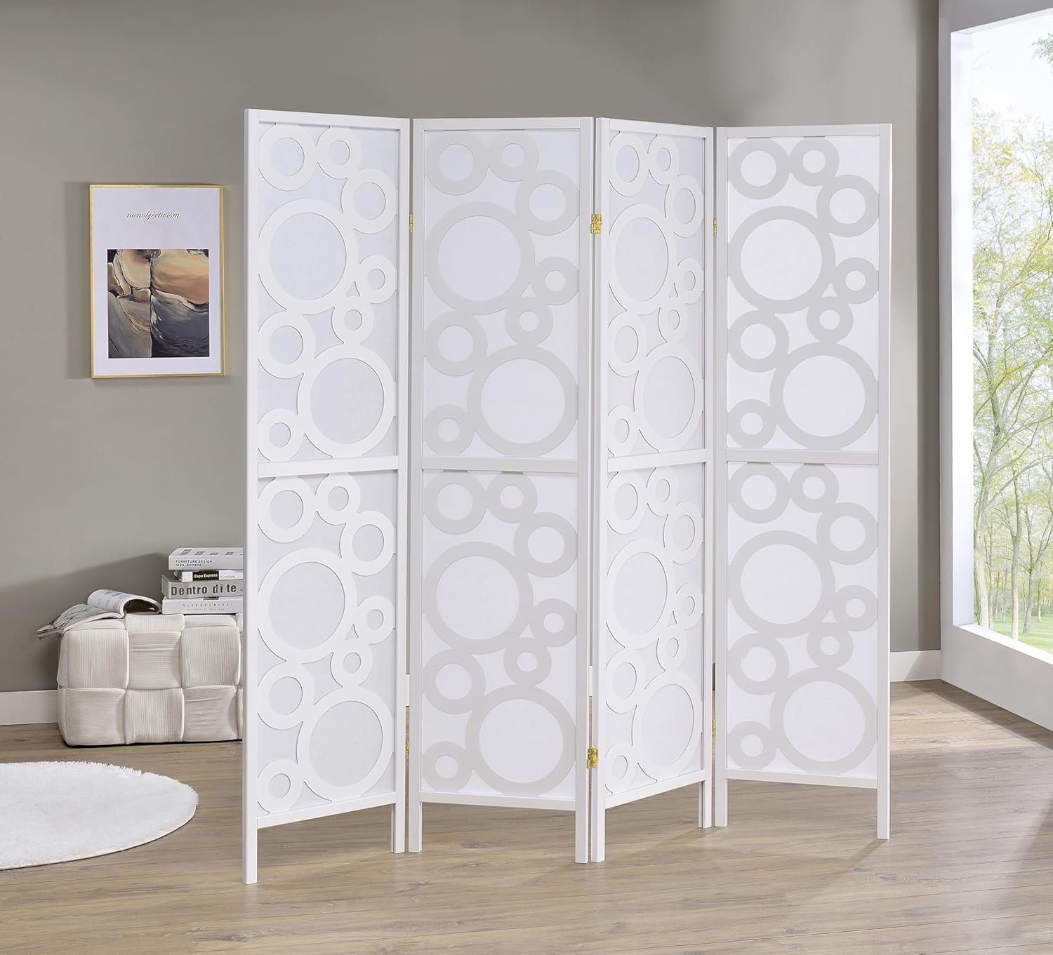 GTU Furniture 4-Panel Japanese Shoji Room Divider Oriental Wood Screen ...