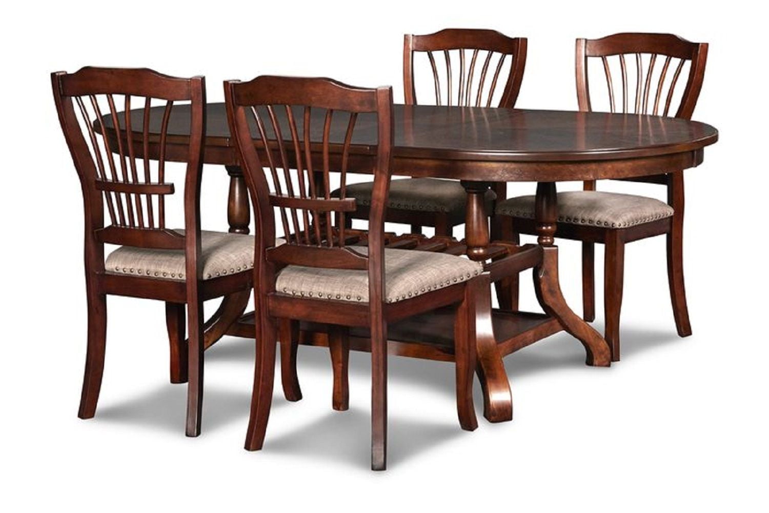 GTU Furniture 5-Piece Expresso Wooden Dining Set with Oval Extendable ...