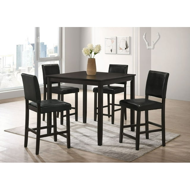 GTU Furniture 5Pc Contemporary Style Black Soild Wood Counter Height ...