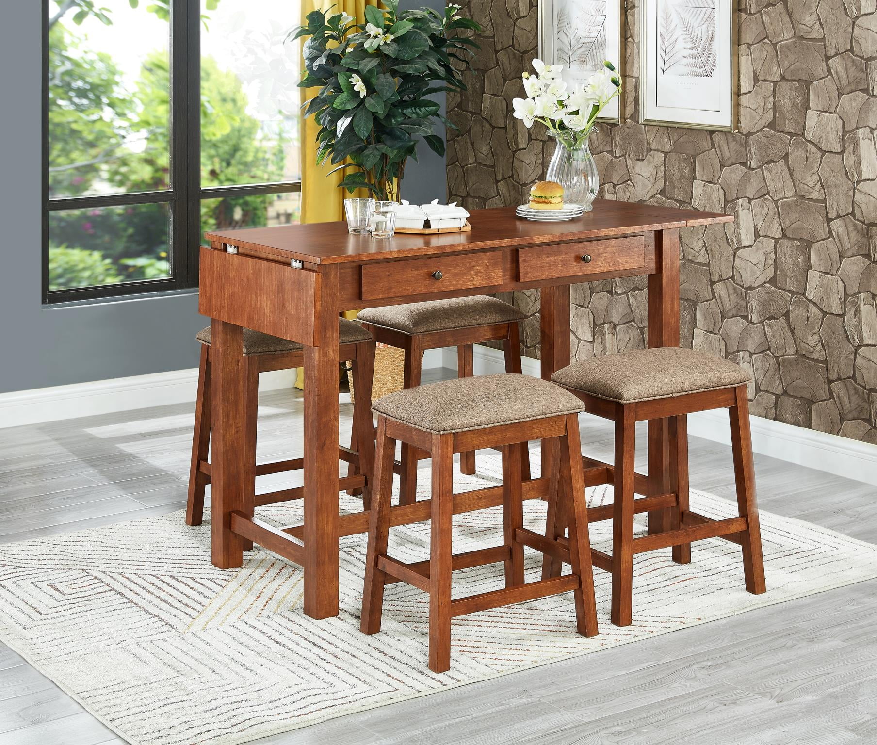 GTU Furniture Elegant High Top Kitchen Dining Room Bar Set/Barstool ...
