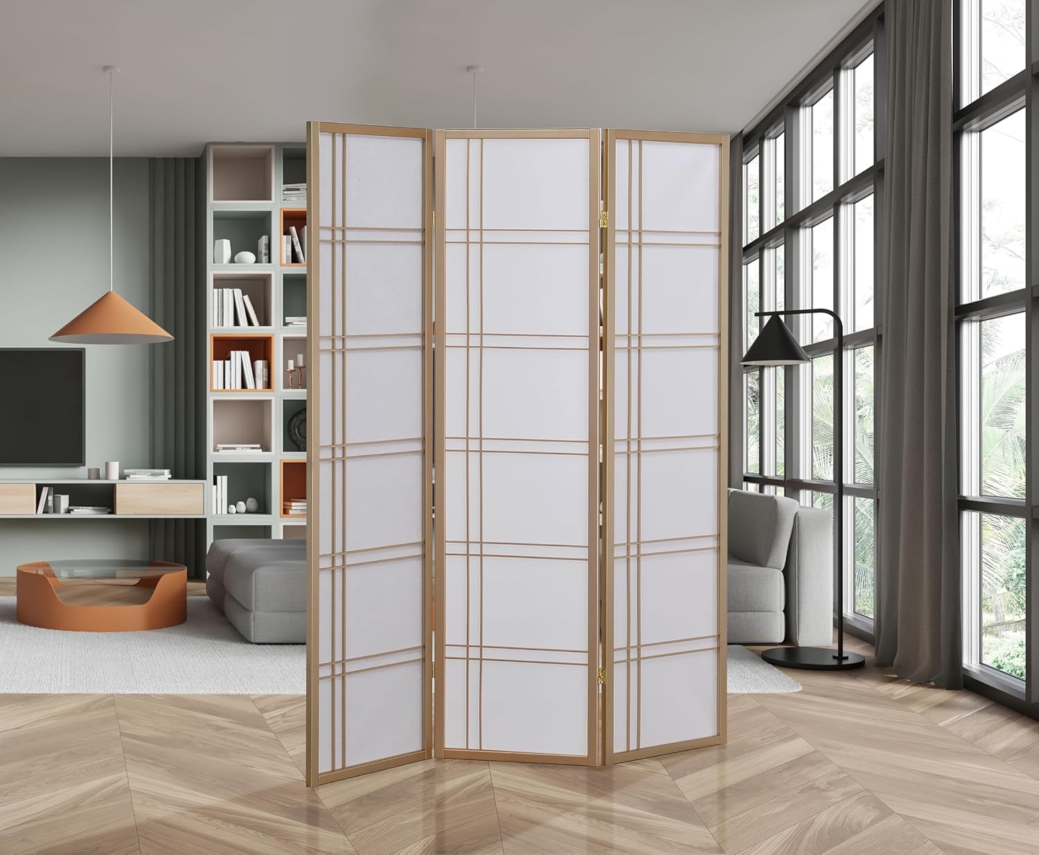 GTU Furniture Japanese Style 3 Panels Wood Shoji Room Divider Screen ...