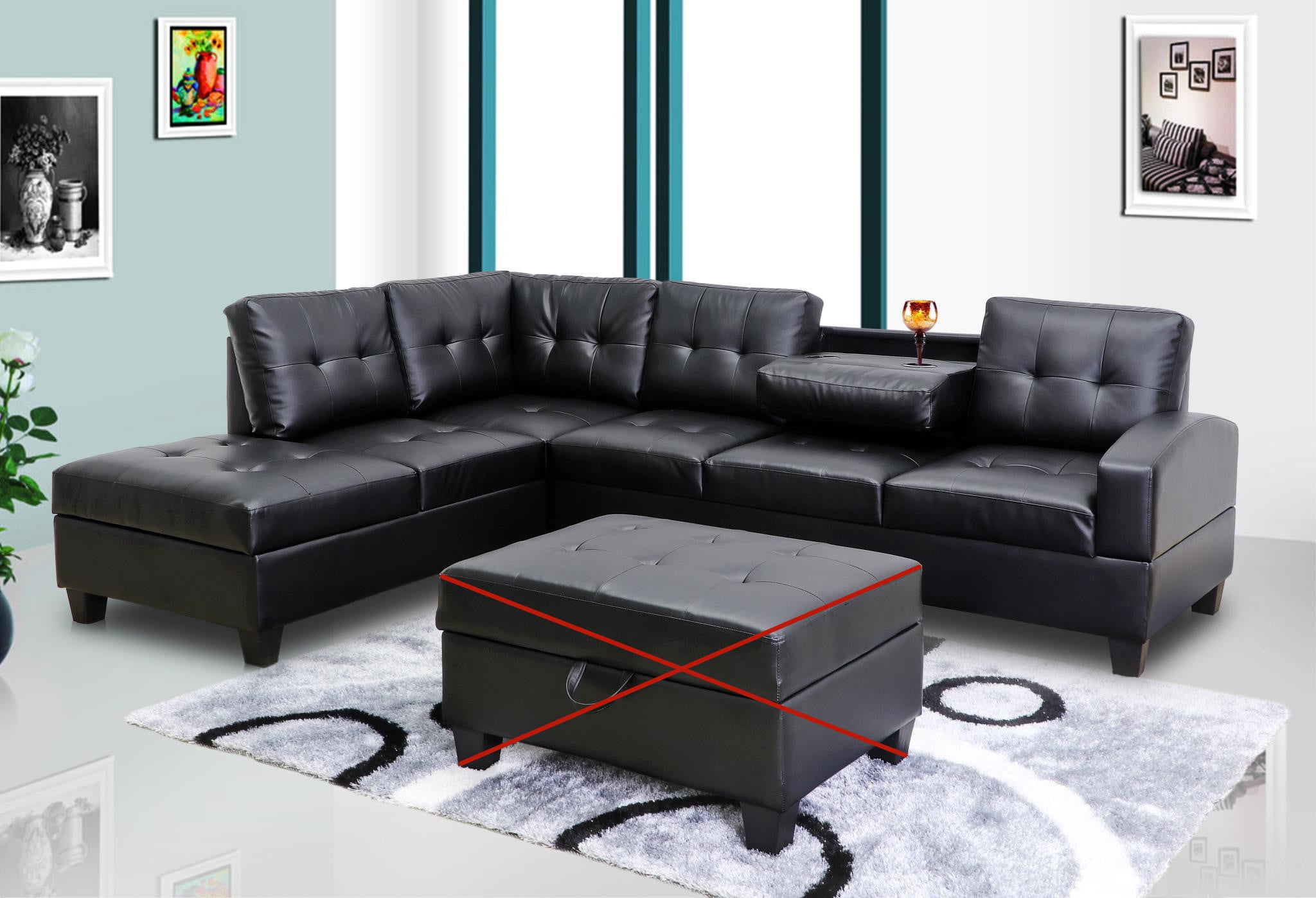GTU Furniture Pu Leather Living Room Irreversible Living Room Sectional ...