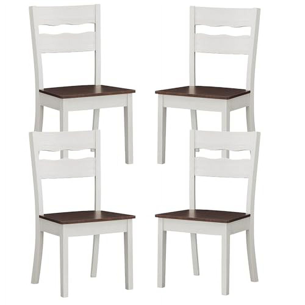 GTU Furniture Set of 4 Two Tone Classic Wood Armless Kitchen Dining ...