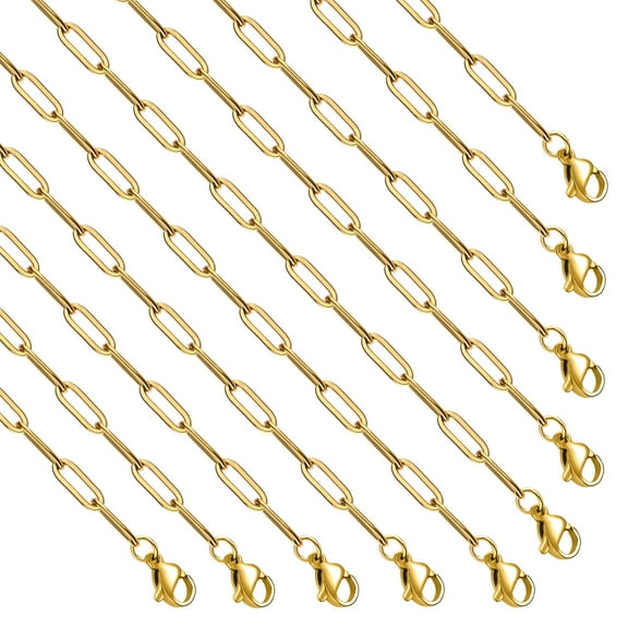 20 Pack 18Inch 18K Gold Plated Paperclip Charm Necklace Chains for ...