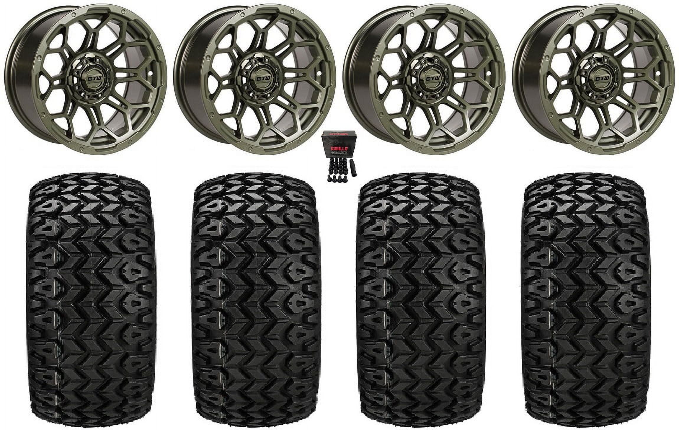 GTW Bravo 14" Golf Cart Wheels Green 23" Sierra Tires E-Z-GO & Club Car ...
