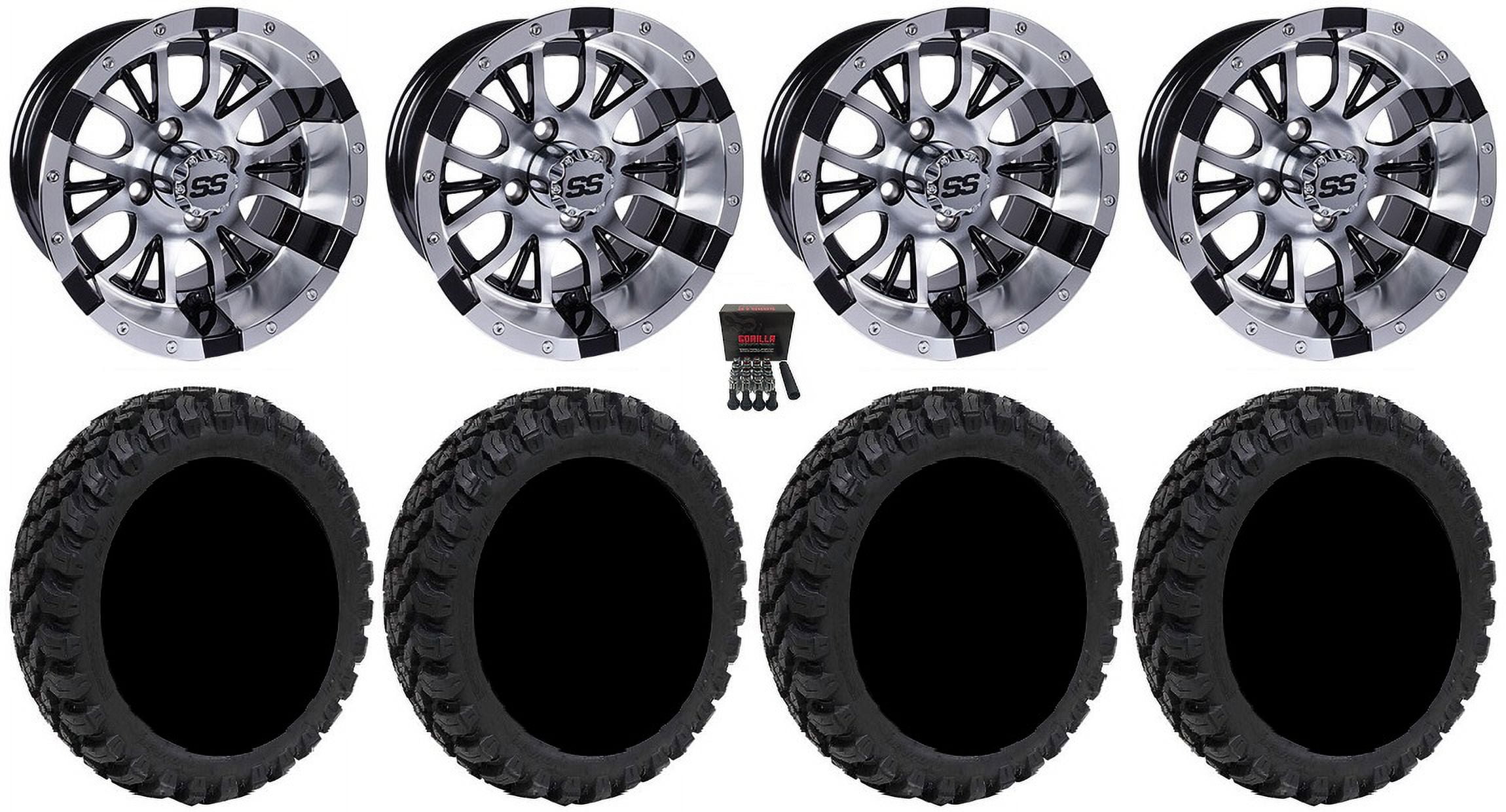GTW Diesel 12" Golf Cart Wheels Machined 22" Nomad Tires E-Z-GO & Club ...