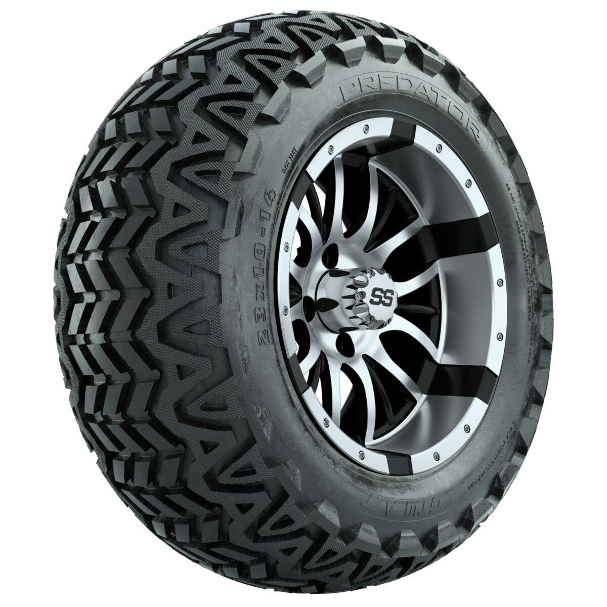 GTW Diesel 14" Black Golf Cart Wheel on 23x10-14 (23") Predator All ...