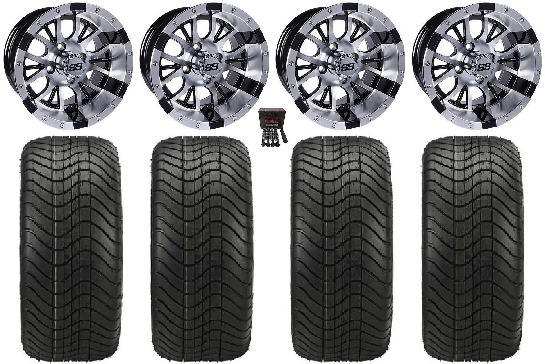 GTW Diesel 14" Golf Cart Wheels Machined Elite 215x35-14 Tires Yamaha ...