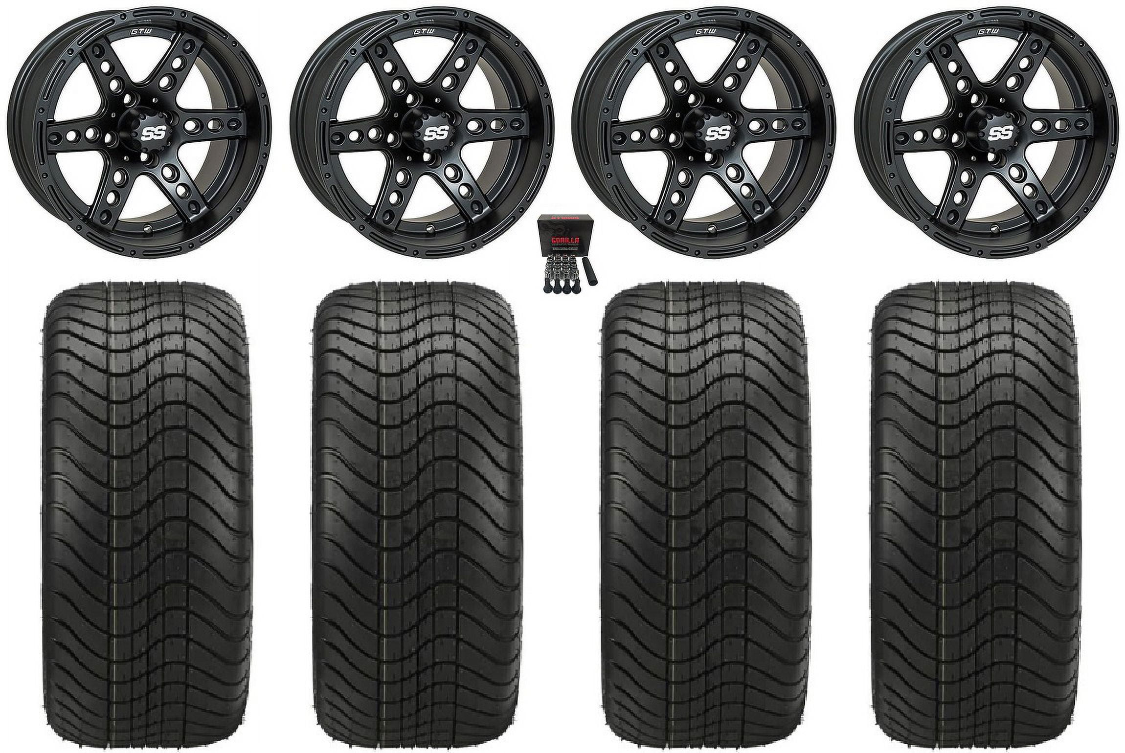GTW Dominator 14" Golf Cart Wheels Black Elite 215x35-14 Tires E-Z-GO ...