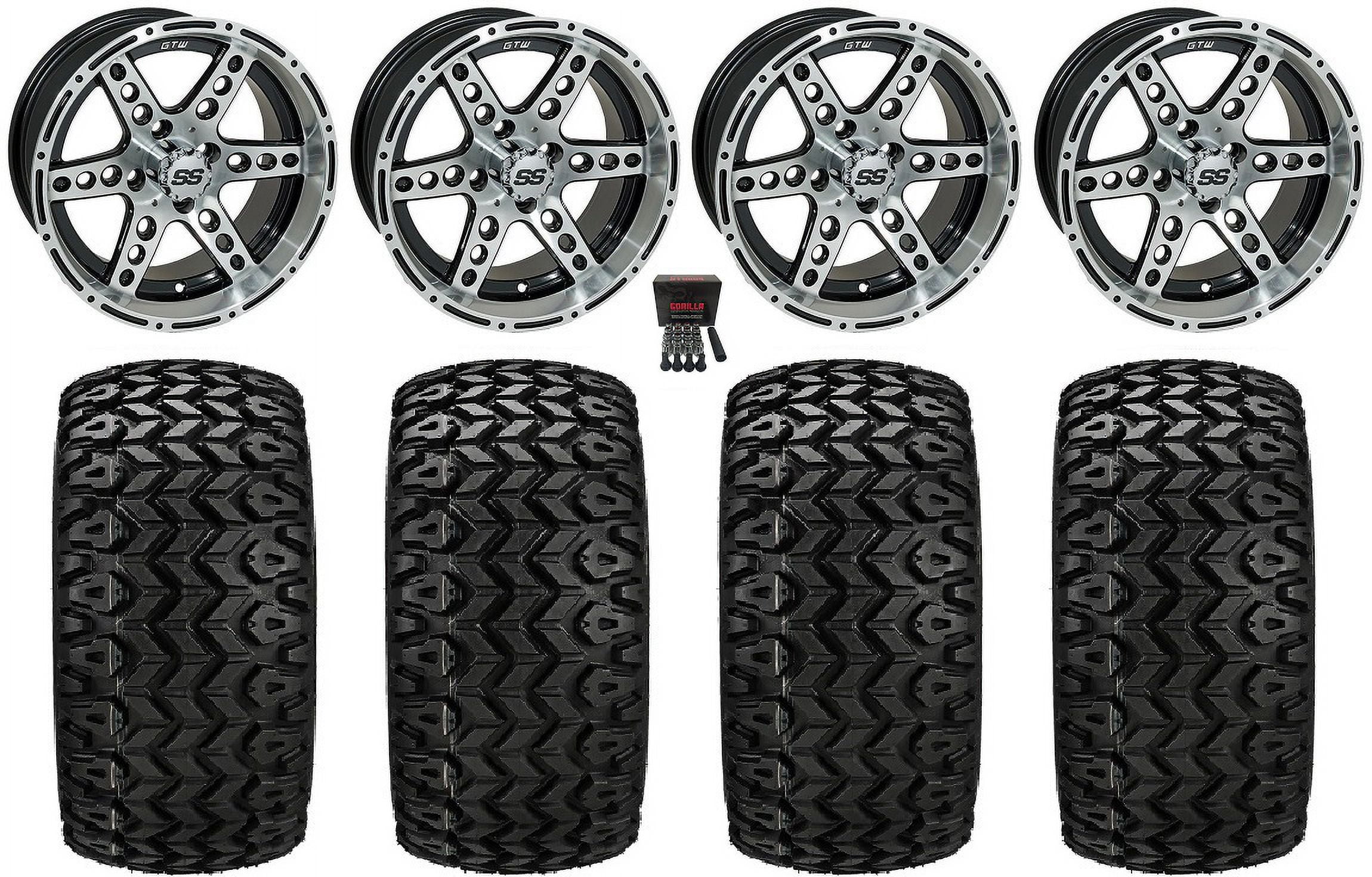 GTW Dominator 14" Golf Wheels Machined 23" Sierra Tires E-Z-GO & Club ...