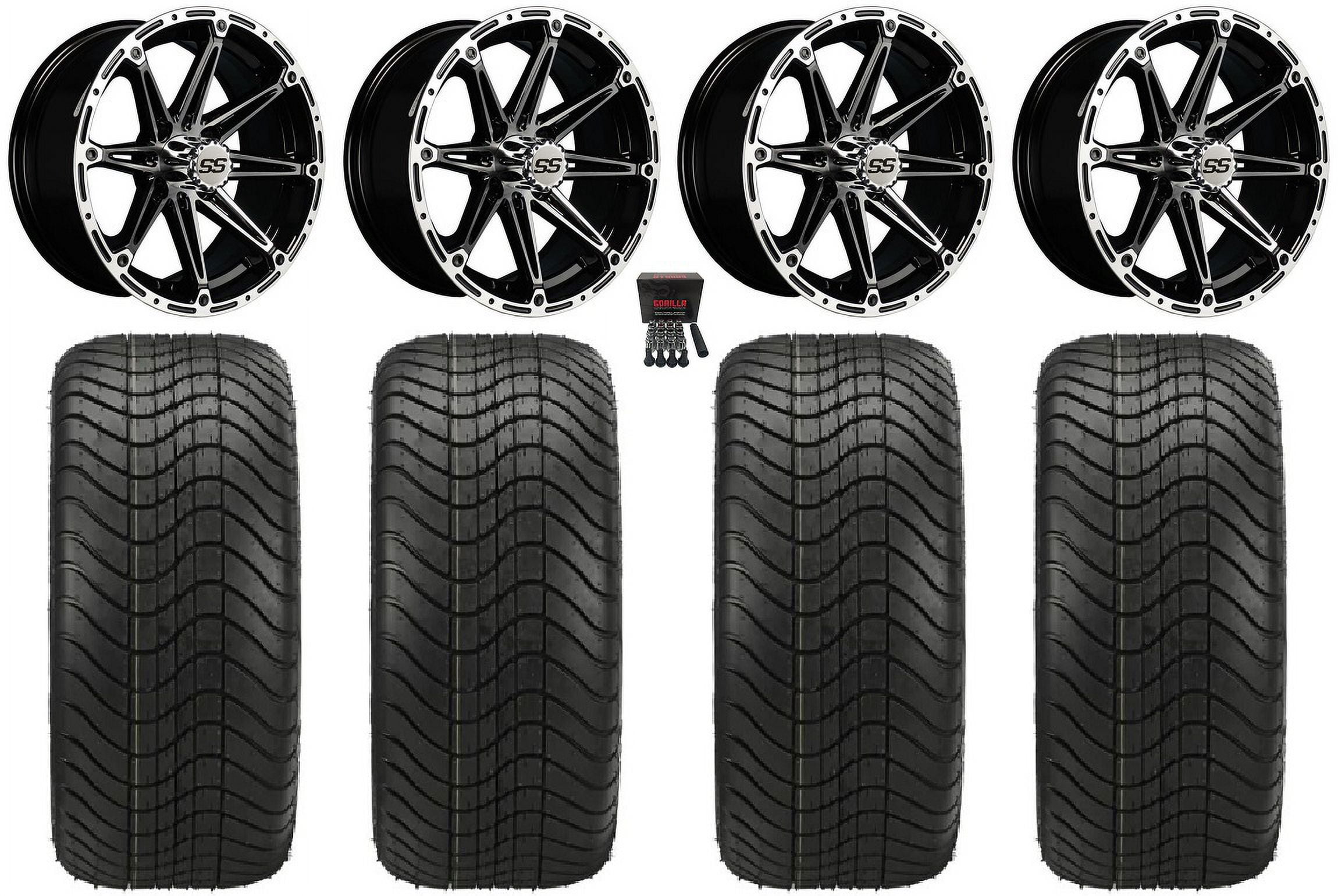 GTW Element 14" Golf Cart Wheels Machined Elite 215x35-14 Tires Yamaha ...