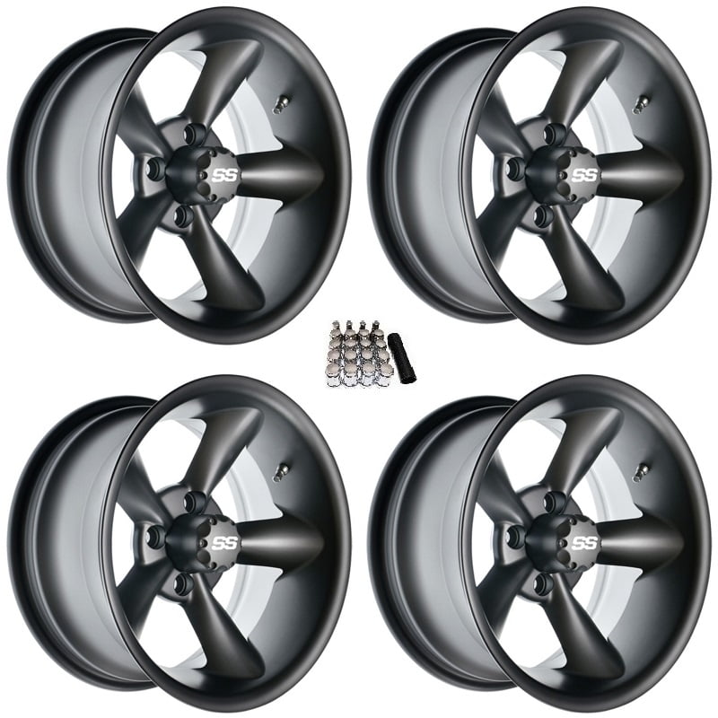GTW Godfather 10" Golf Cart Wheels/Rims Gray E-Z-GO & Club Car ...