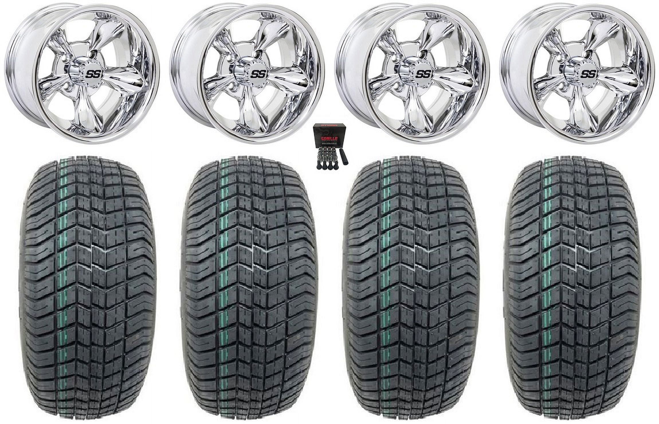 GTW Godfather 10" Golf Wheels Chrome 22" Excel Classic Tires E-Z-GO ...